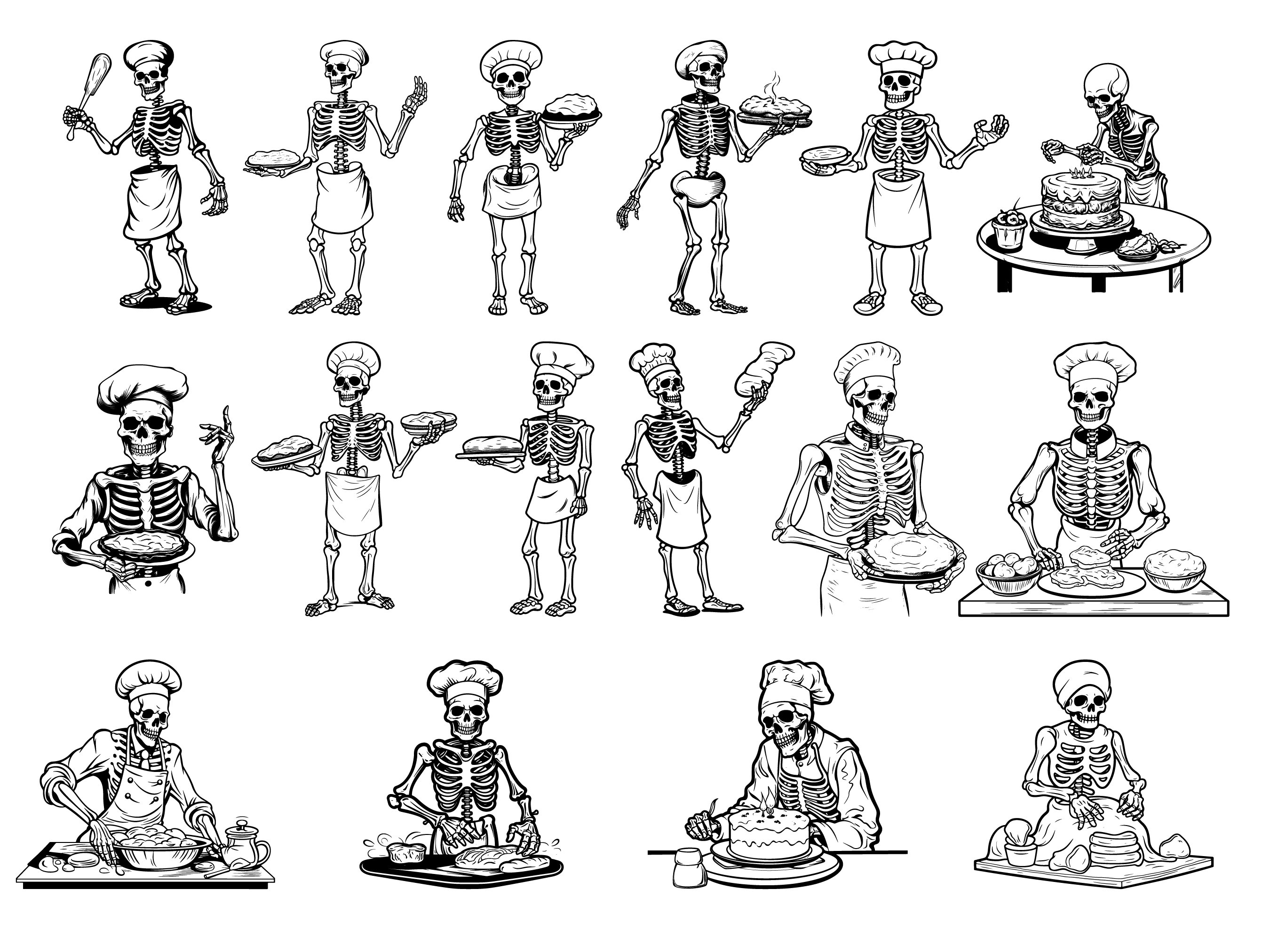 Skeleton Baker SVG, Skeleton Cook SVG, Skeleton Kitchen Svg, Skeleton ...