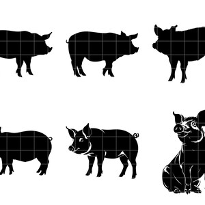 Pig SVG Bundle, Pig SVG, Pig Face SVG, Pig Head Svg, Pig Silhouette Svg ...