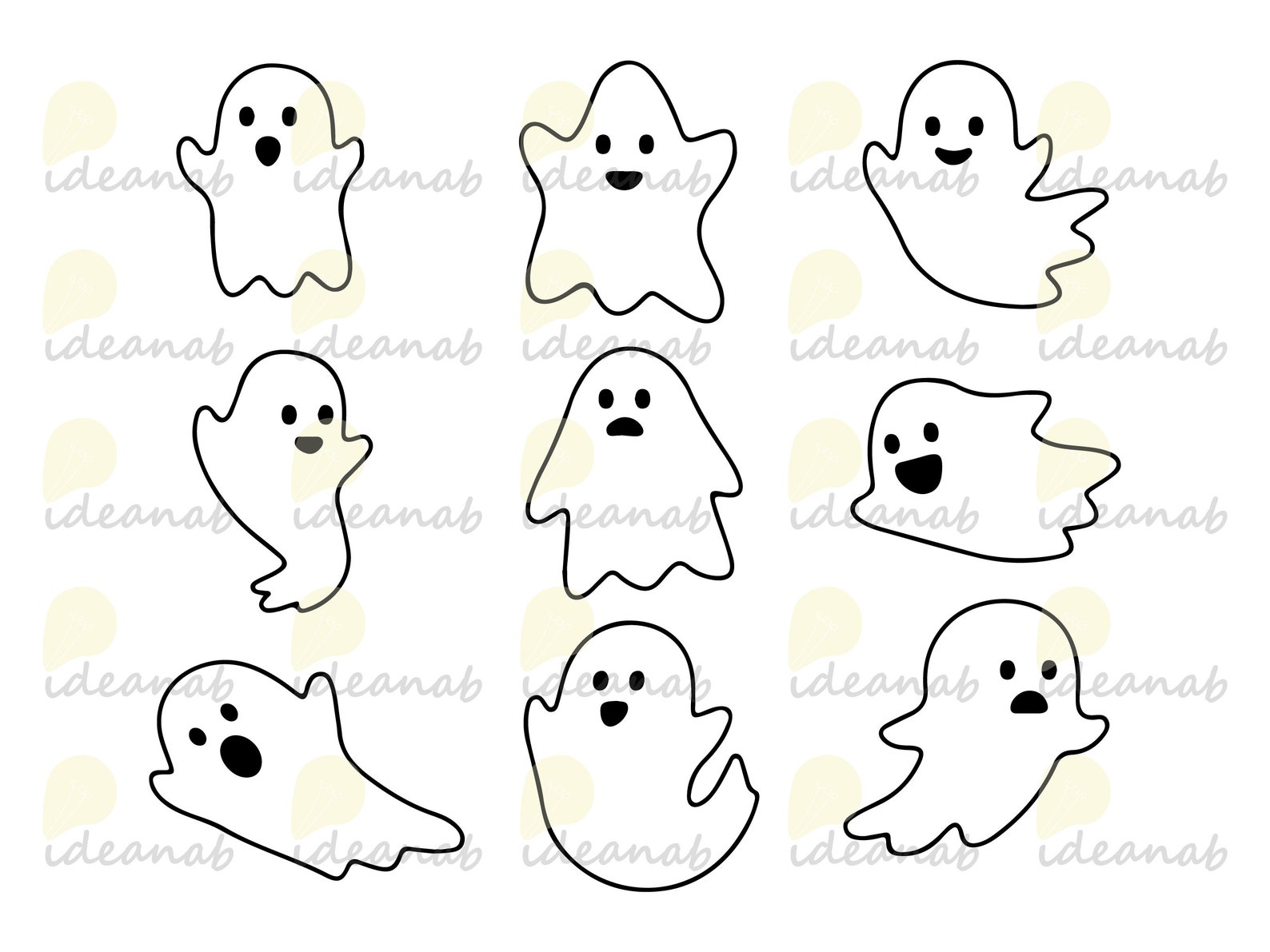 Ghost SVG Bundle Ghost Face Svg Cute Ghost Svg Gleeful - Etsy