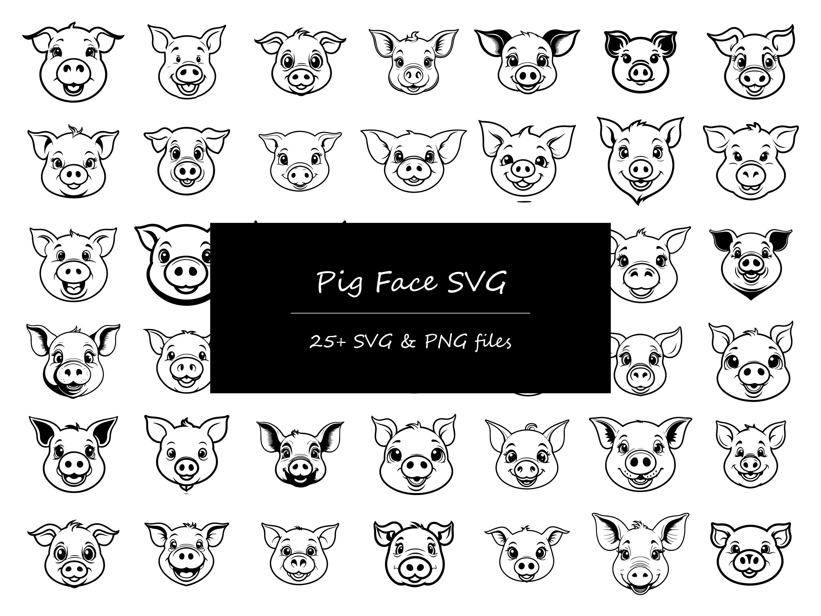Pig SVG Bundle, Pig SVG, Pig Face SVG, Pig Head Svg, Pig Silhouette Svg ...