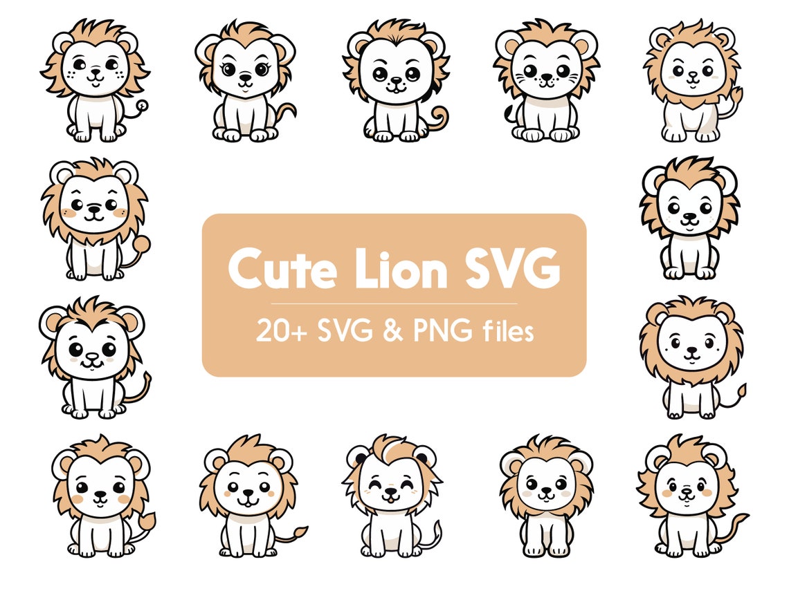 Baby Lion SVG, Cute Lion SVG, Lion Cub SVG, Lion Eyes Svg, Chibi Lion ...