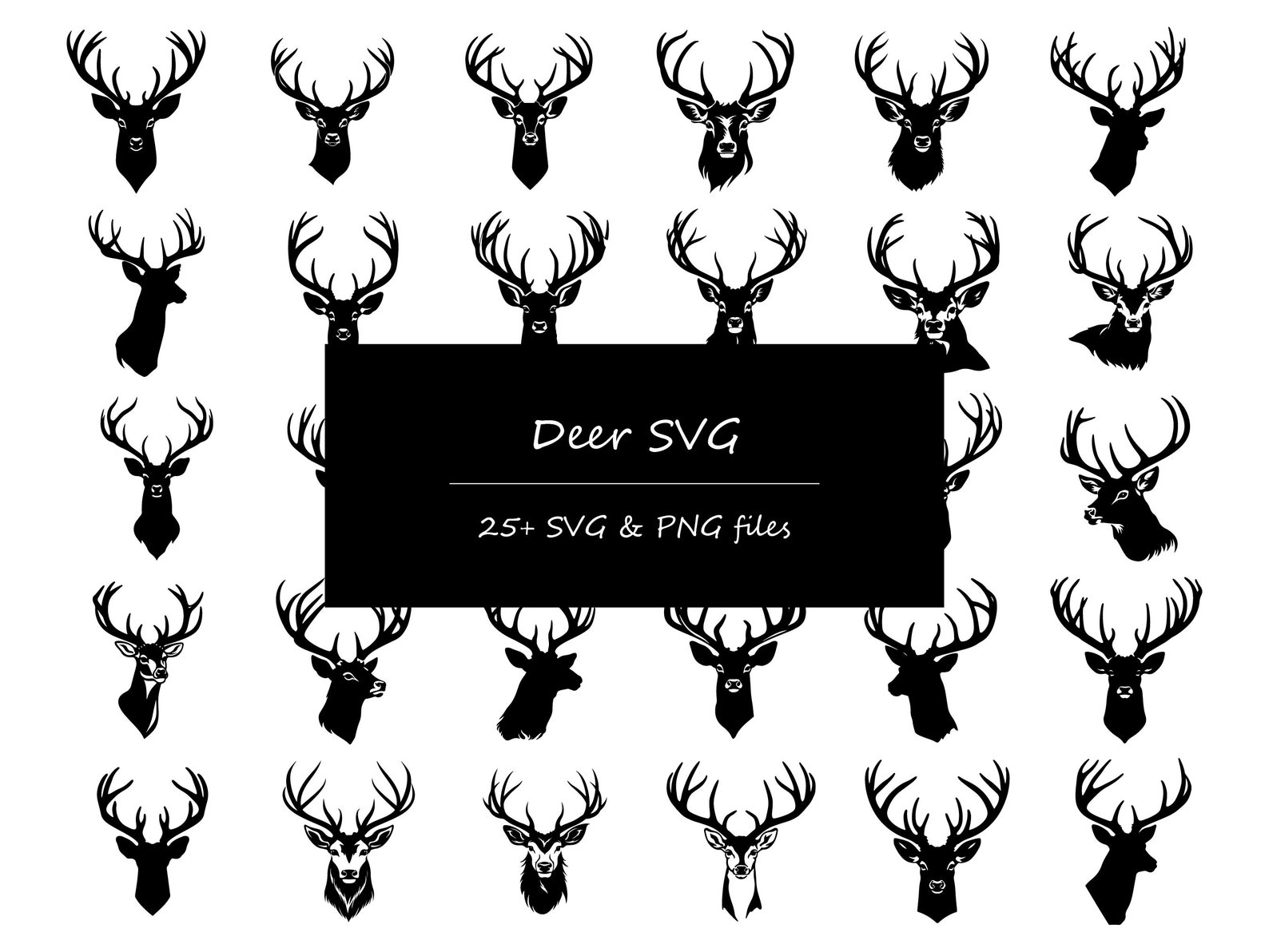 Deer SVG Bundle, Deer SVG, Deer Silhouette Svg, Deer Face Svg, Deer ...