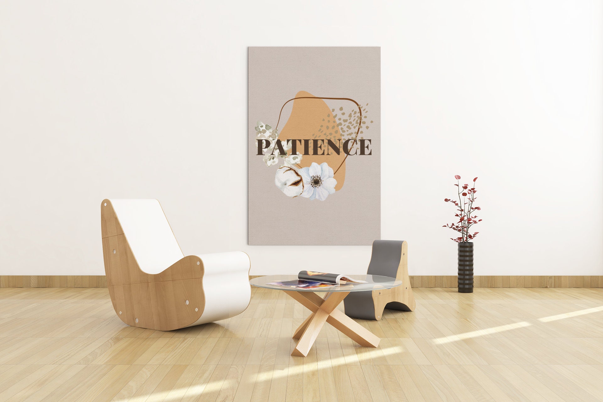 Wall Art Minimalist - Brown Color - Patience Inscription - Etsy