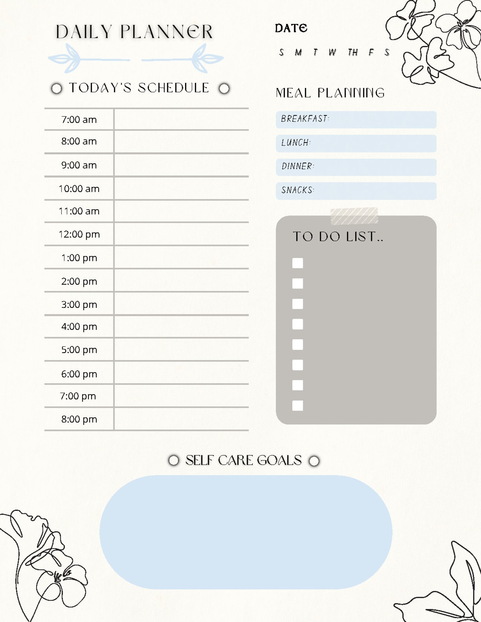 Aesthetic Daily Planner, Printable Daily Planner, Cute Planner - Etsy