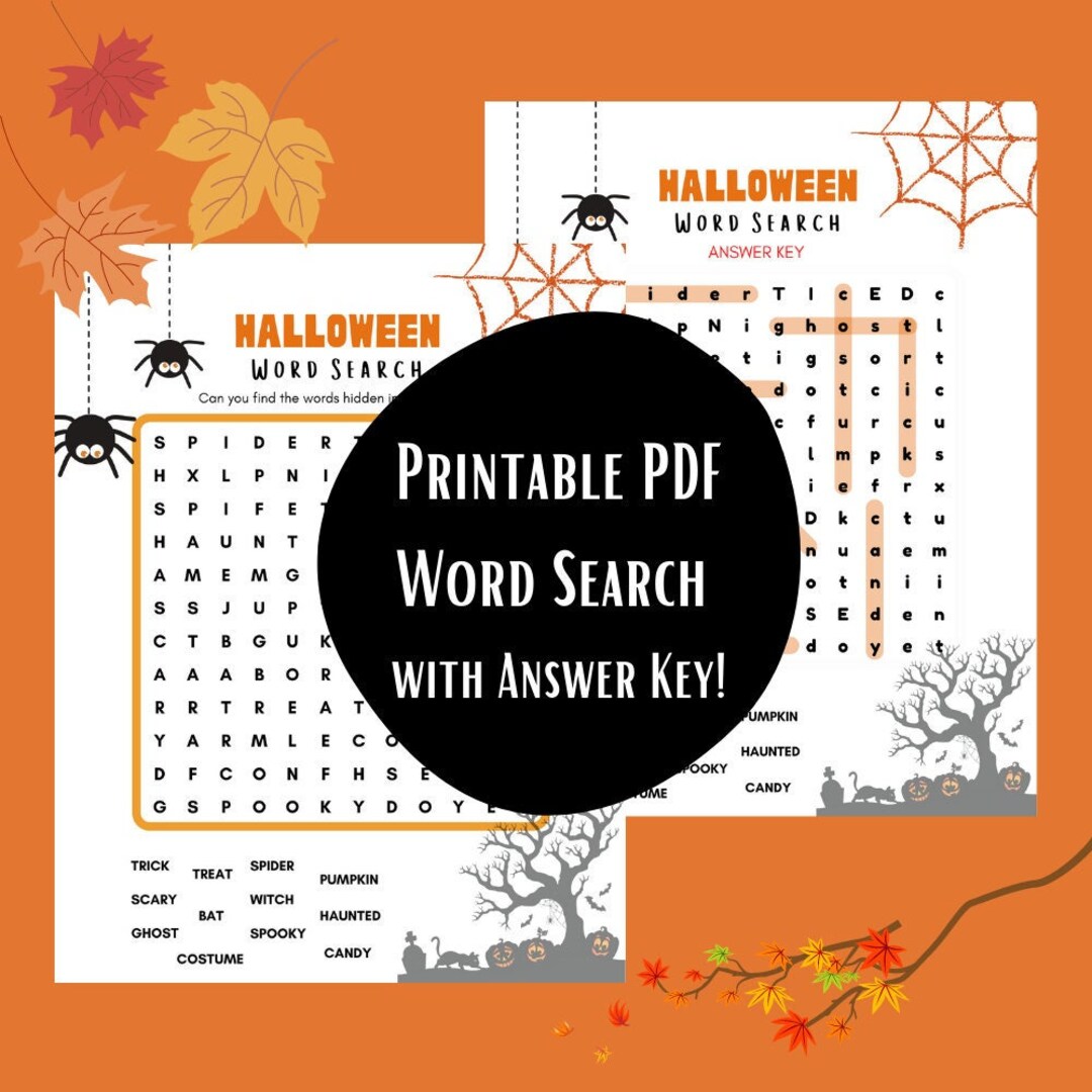 Halloween Themed Work Sheet Printable Word Search Puzzle With - Etsy
