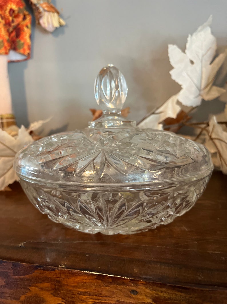 Vintage Glass Candy Dish With Lid - Etsy