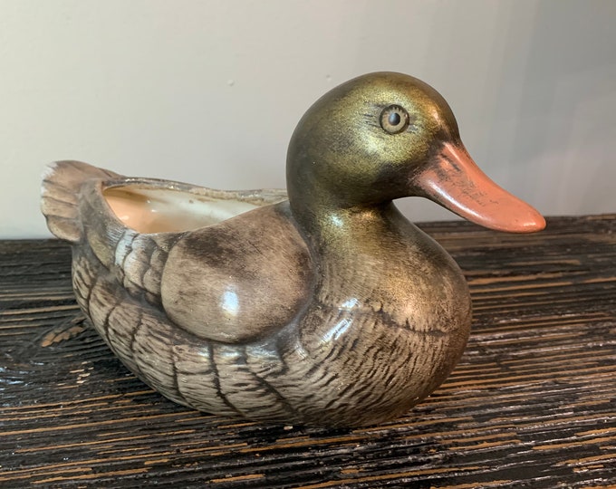 Vintage Mallard Duck Planter - Etsy
