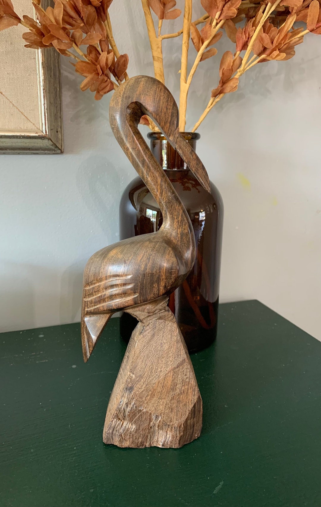 Vintage Carved Wooden Bird Figurine - Etsy