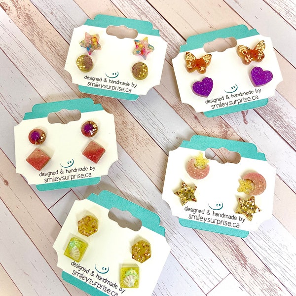 Resin Stud Earrings - Etsy