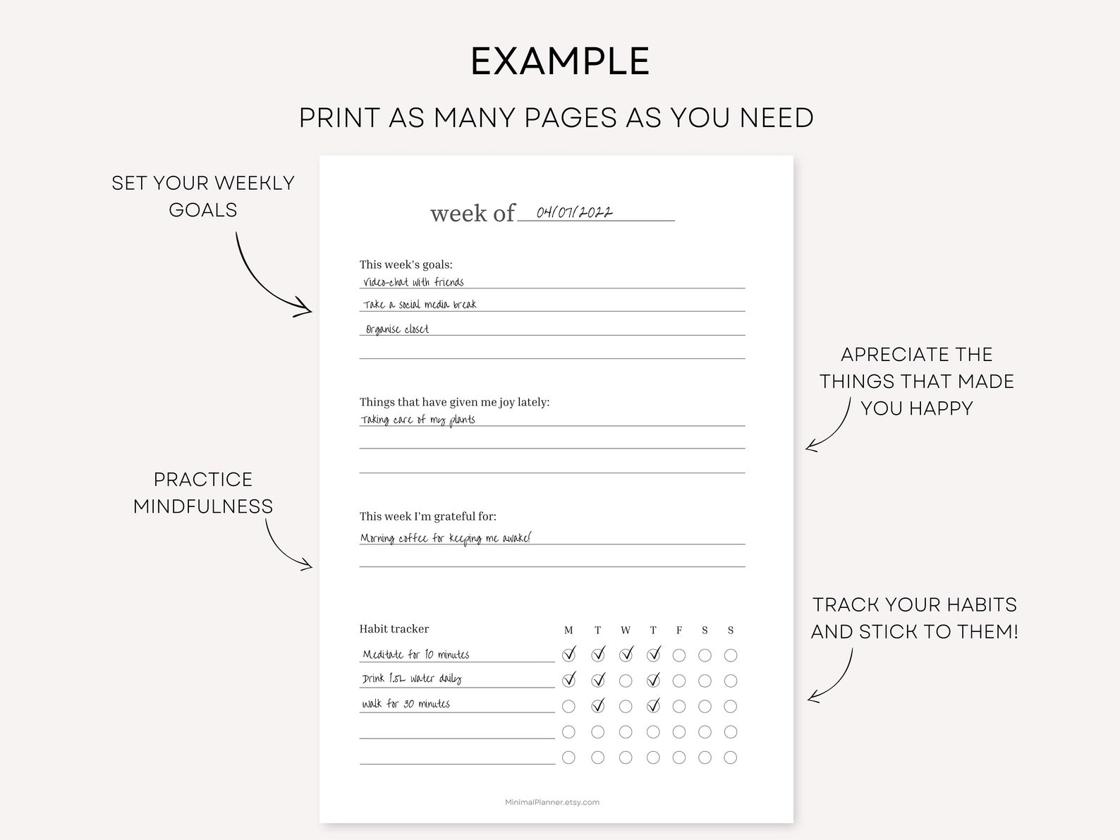 Weekly Gratitude Journal Printable Gratitude Journal - Etsy
