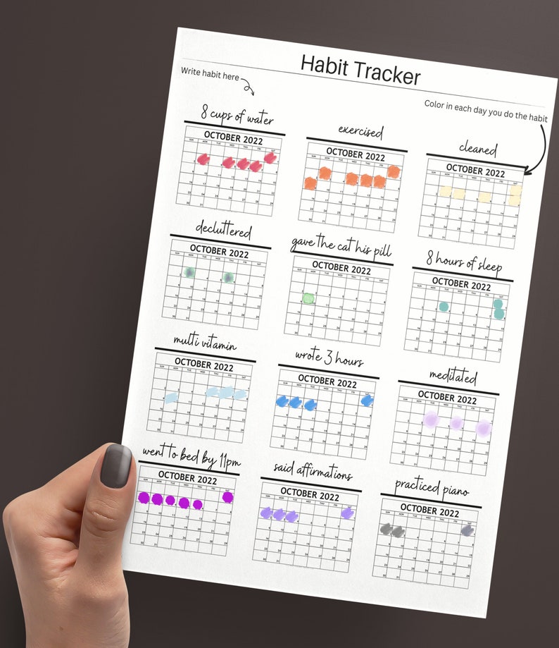 Habit Tracker Printable October 2022 Month Calendar Daily Habit Chart ...