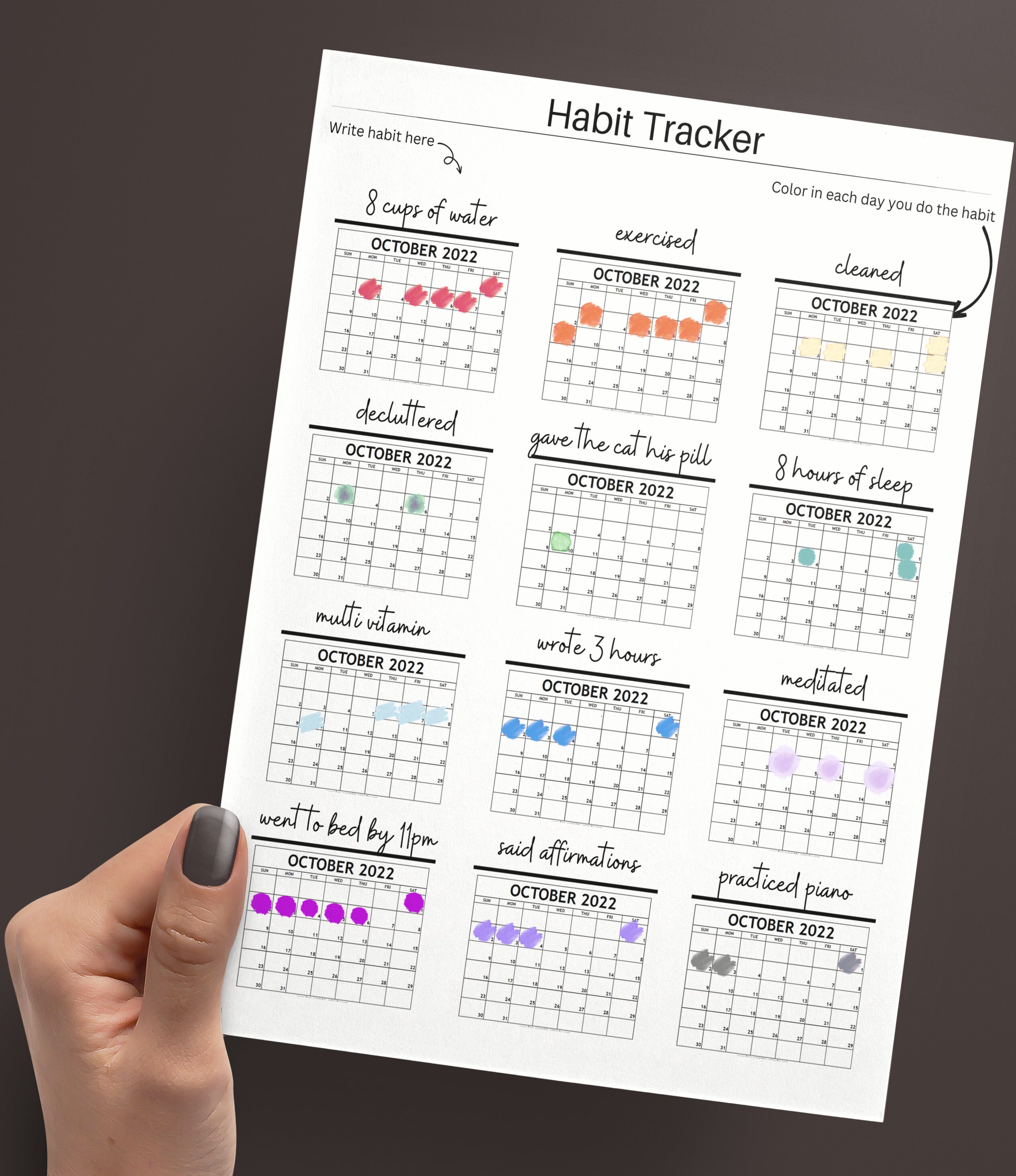 Habit Tracker Printable October 2022 | Month Calendar Daily Habit Chart ...