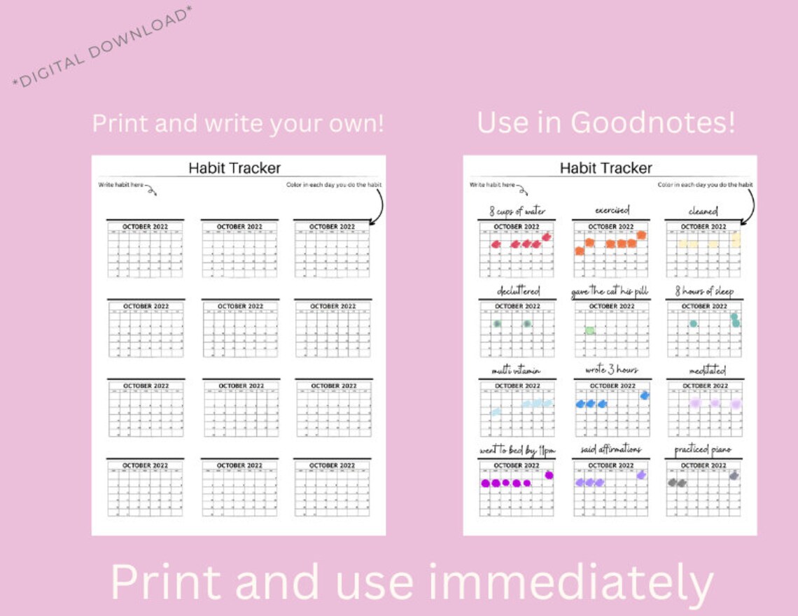 Habit Tracker Printable October 2022 Month Calendar Daily Habit Chart ...