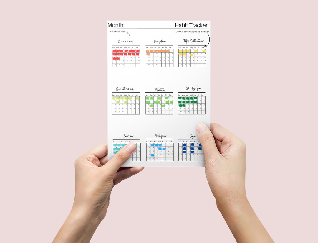 9 Habit Tracker Printable Daily Monthly Weekly | Month Calendar Daily ...