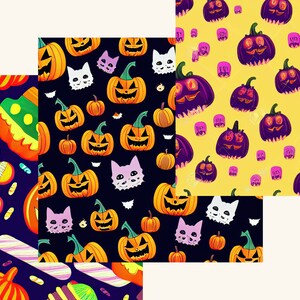 Cute Halloween Digital Paper Pack Bright Multicolored Halloween Digital ...