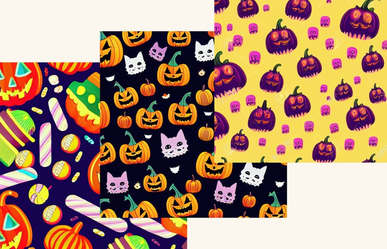 Cute Halloween Digital Paper Pack Bright Multicolored Halloween Digital ...