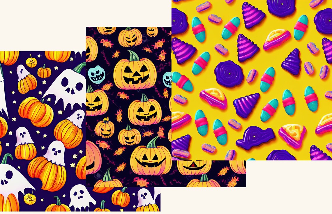 Cute Halloween Digital Paper Pack Bright Multicolored Halloween Digital ...