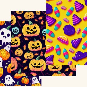 Cute Halloween Digital Paper Pack Bright Multicolored Halloween Digital ...