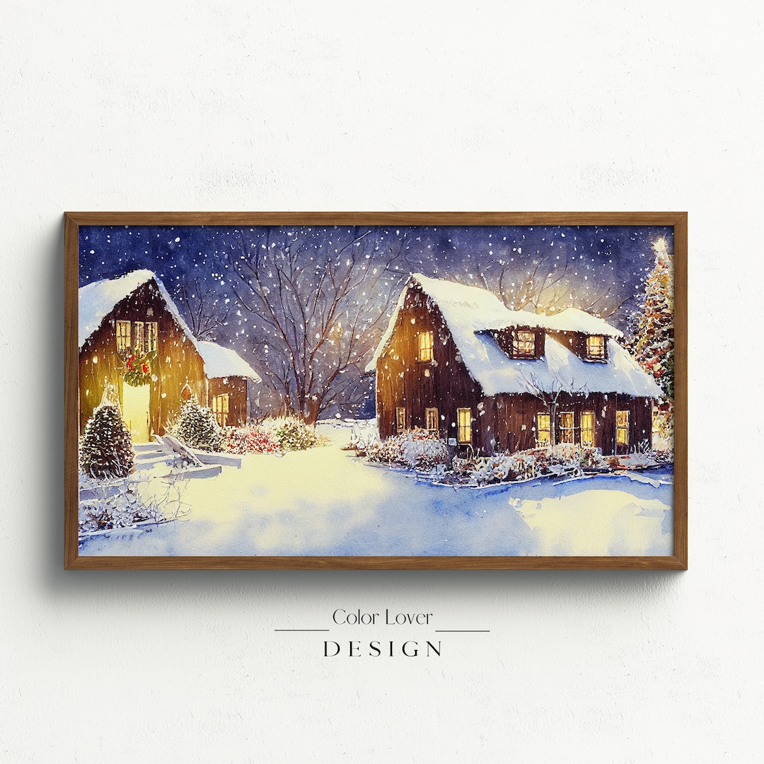 Christmas Frame TV Art | Christmas Village Samsung Frame TV Art Cozy ...