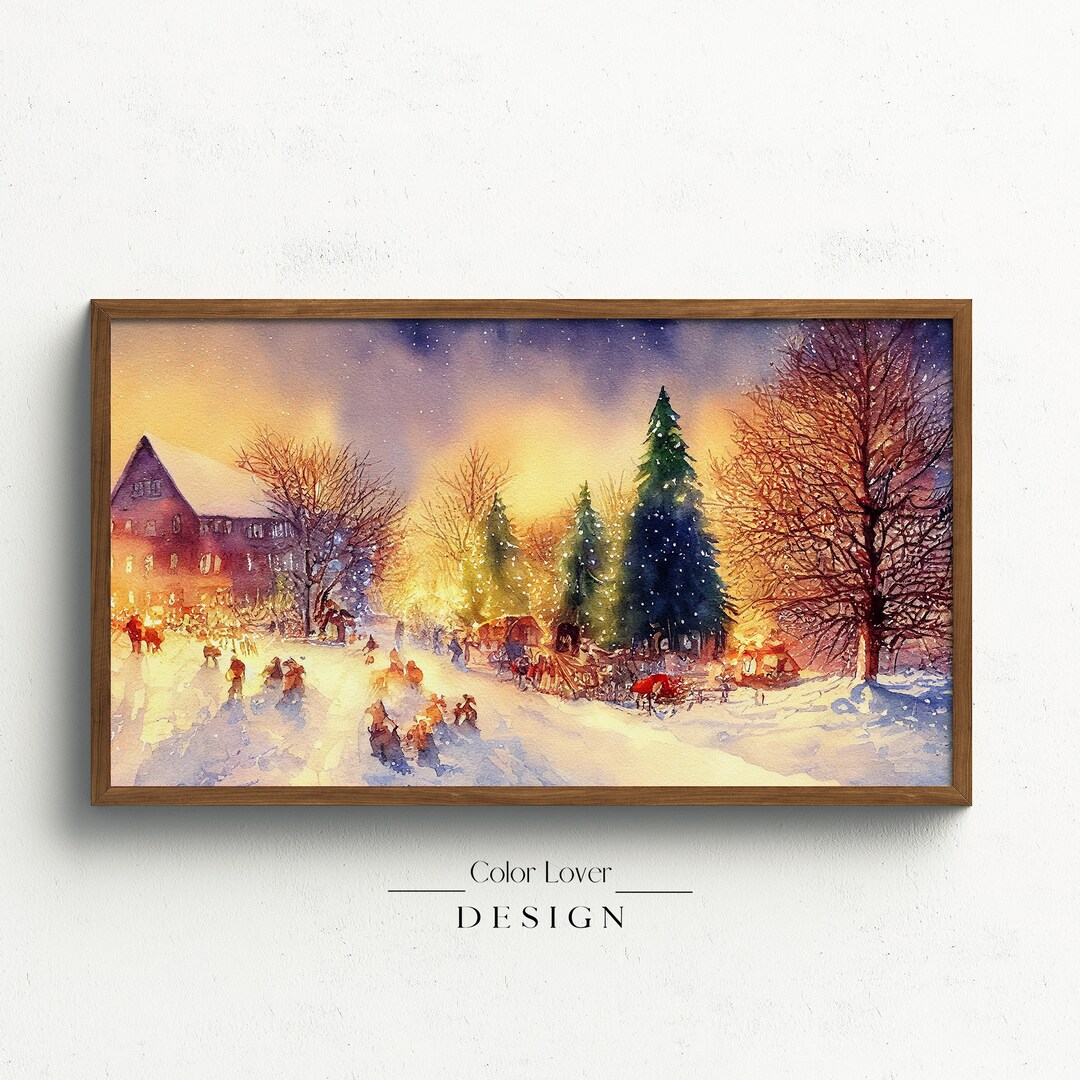 Christmas Frame TV Art | Winter Christmas Village Samsung Frame TV Art ...