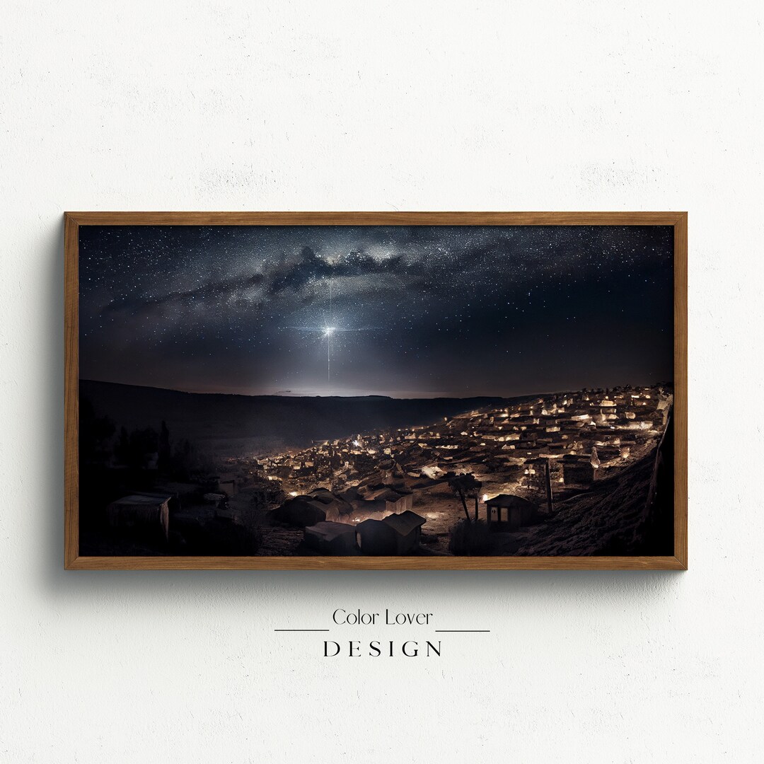 Christmas Frame TV Art Religious Christian Bethlehem Nativity Star ...