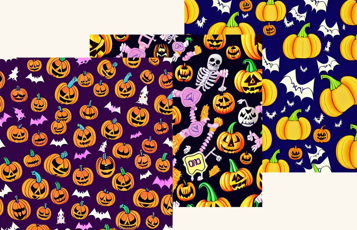 Cute Halloween Digital Paper Pack Bright Multicolored Halloween Digital ...