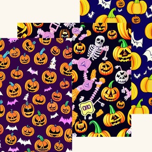Cute Halloween Digital Paper Pack Bright Multicolored Halloween Digital ...