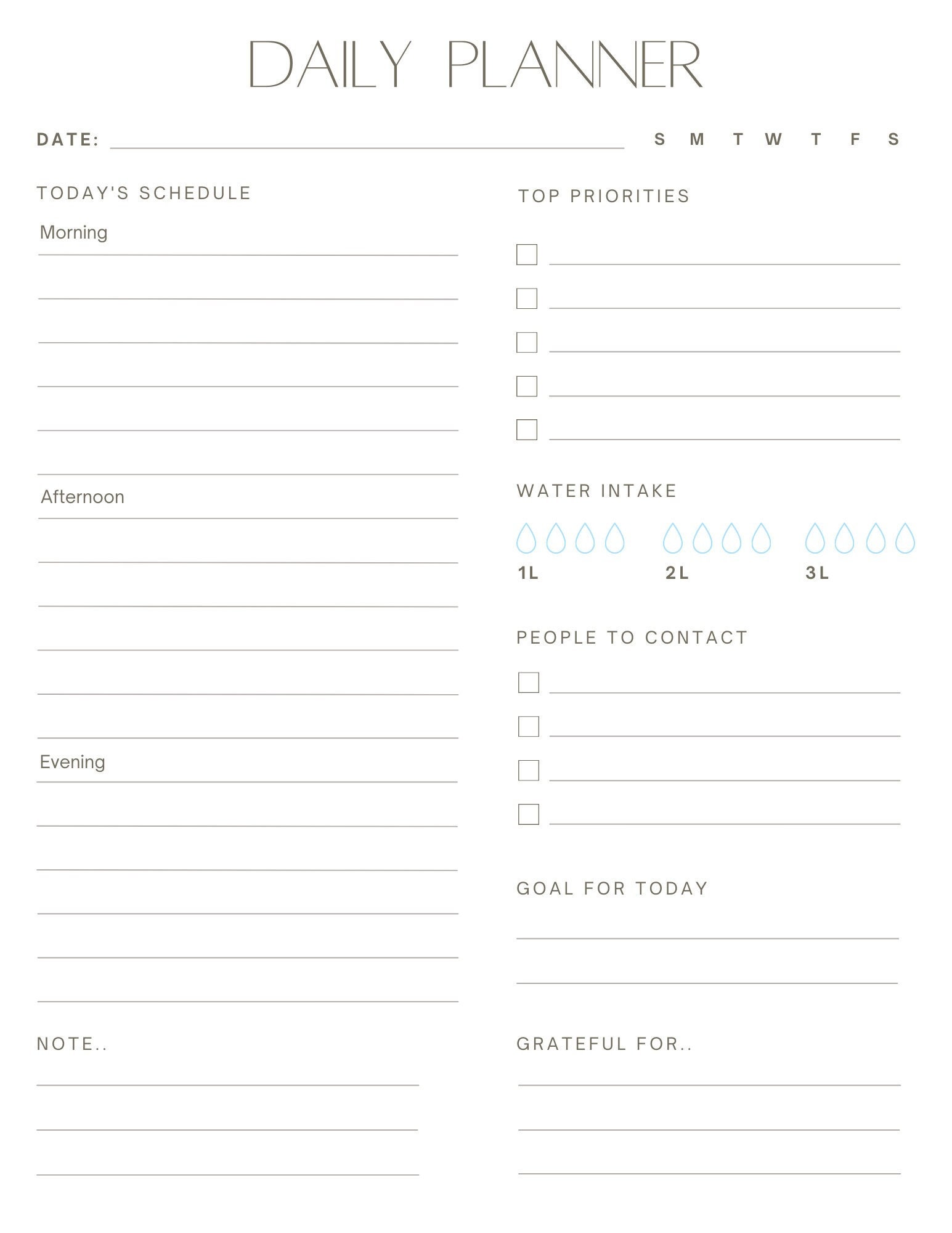 Digital and Printable Daily Planner Page - Etsy