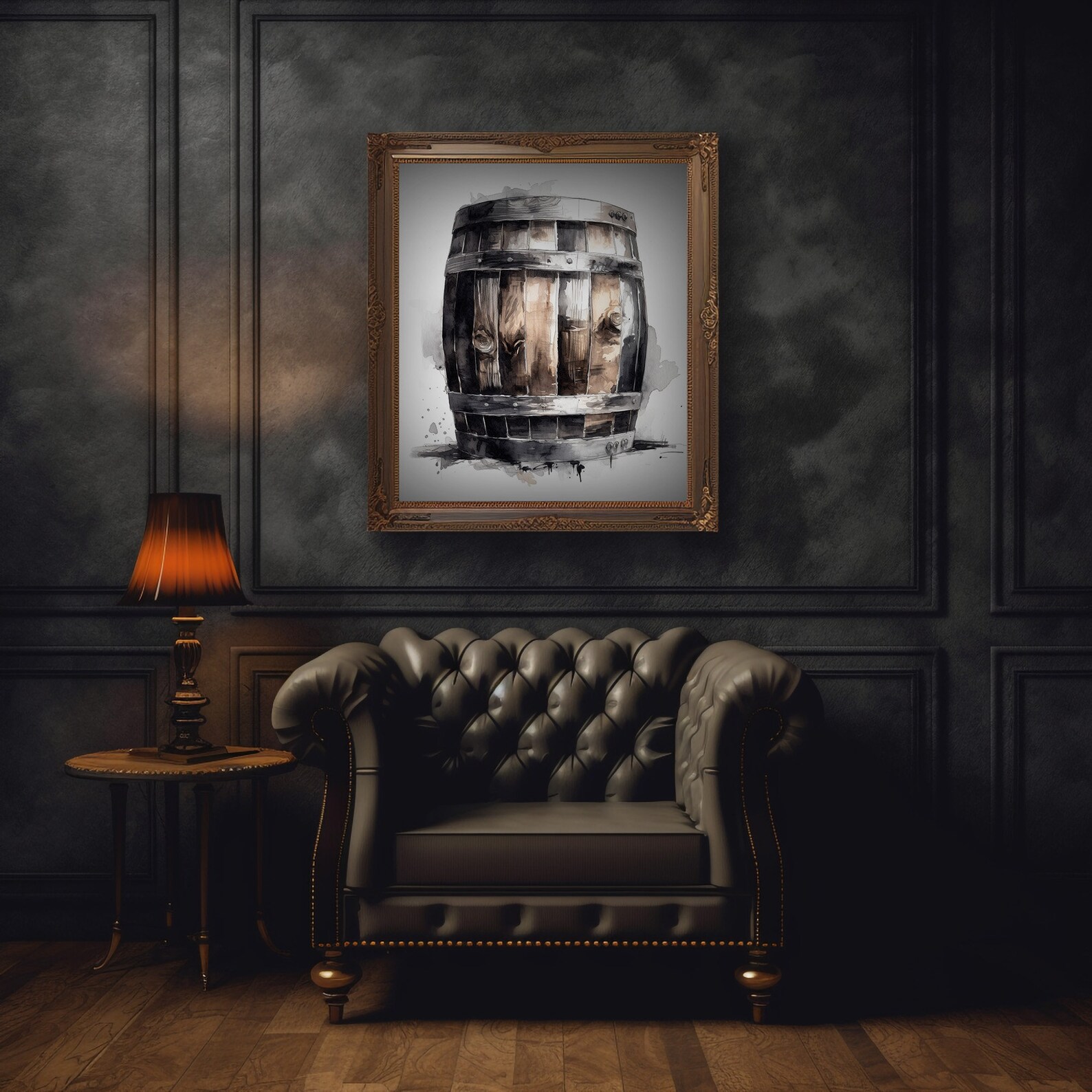 Whiskey Barrel | Printable Art | Digital Download | Watercolor - Etsy