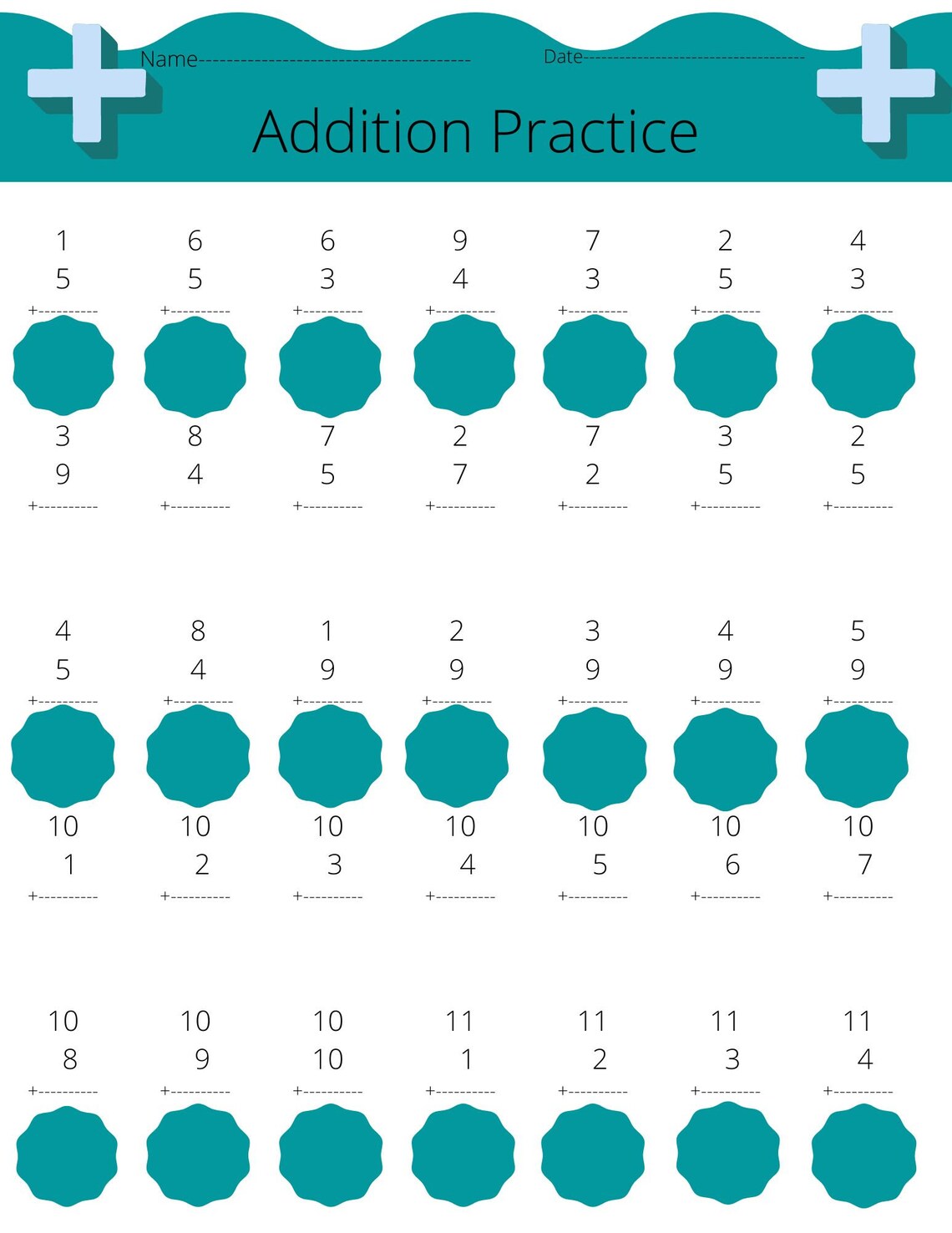 1st Grade Homeschool Math Worksheets - Etsy