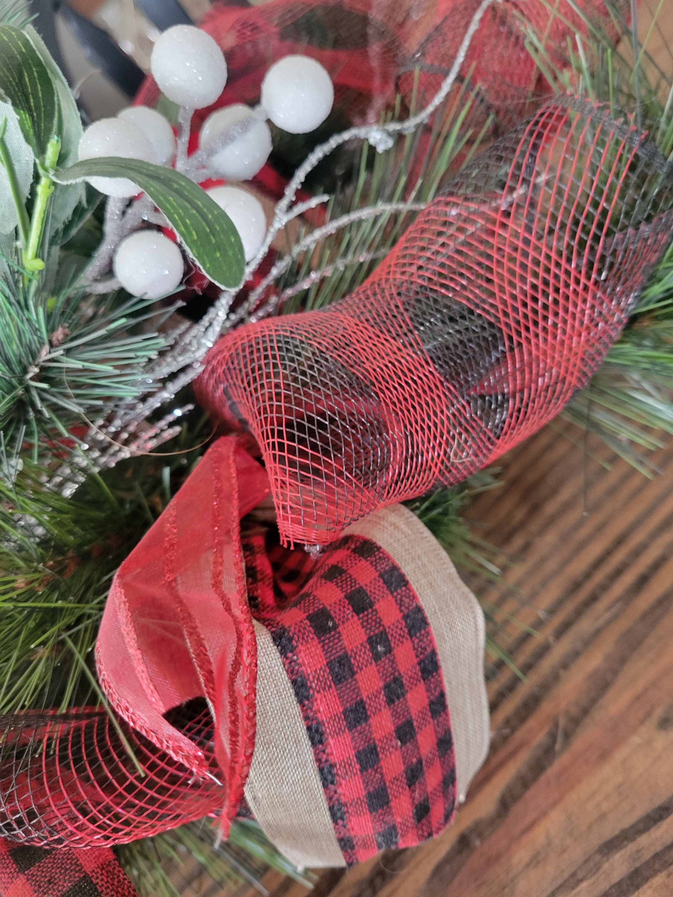 Red and Black Buffalo Check CENTERPIECE, Holiday Mantle, Christmas ...