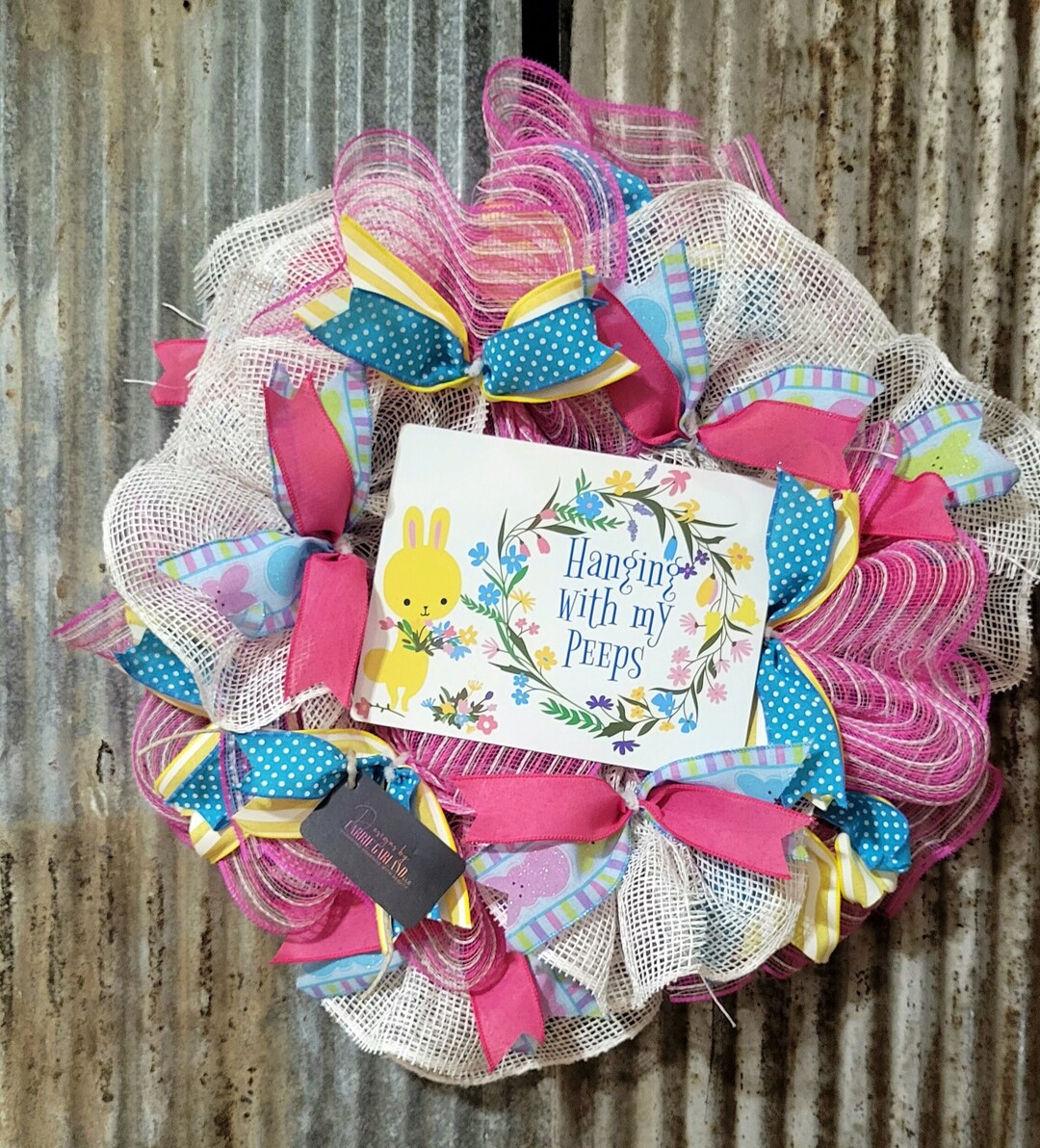 Easter Wreath, Easter Sign, Peeps, Low Profile Wreath, Flat Wreath ...