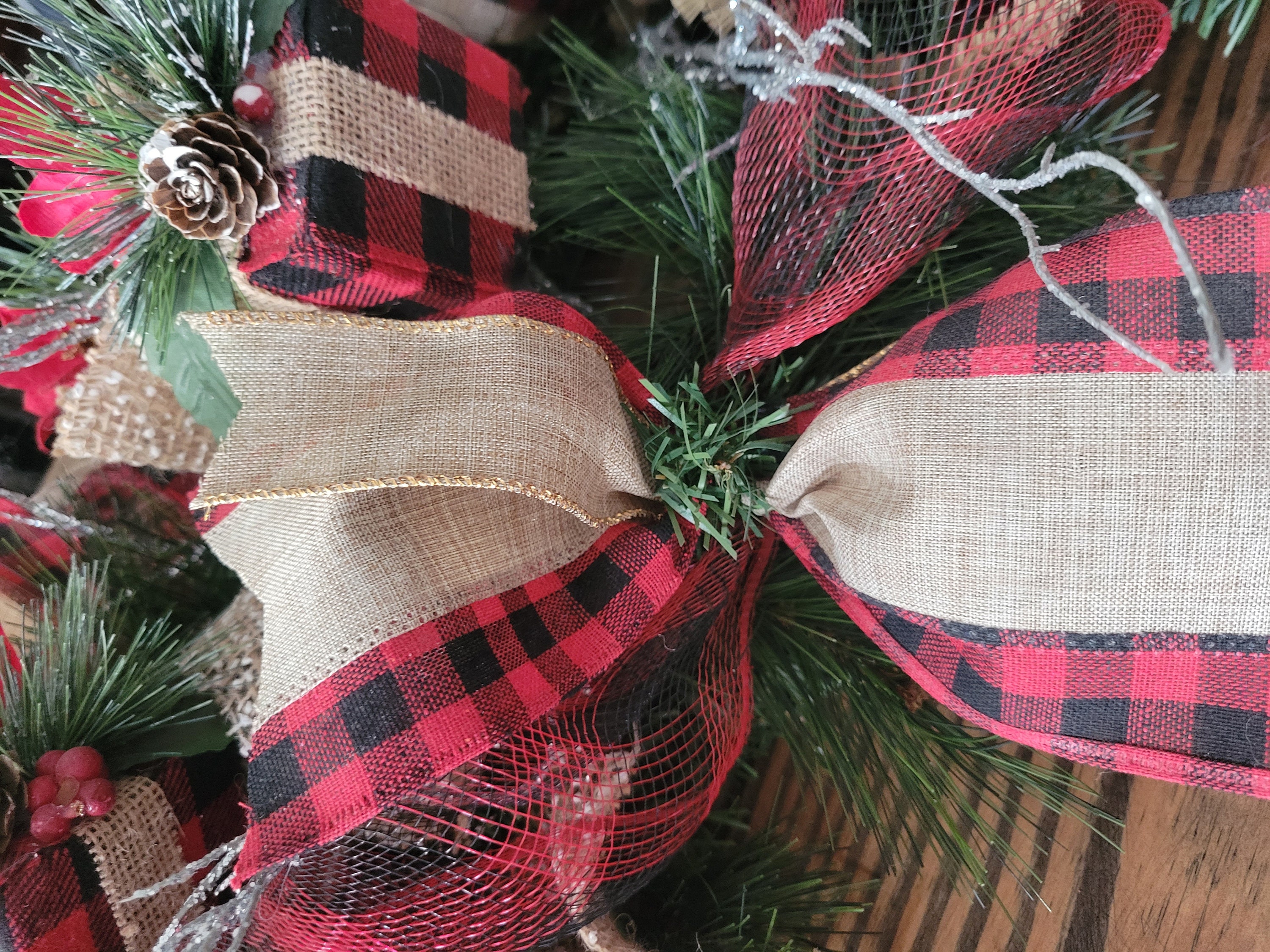 Red and Black Buffalo Check CENTERPIECE, Holiday Mantle, Christmas ...
