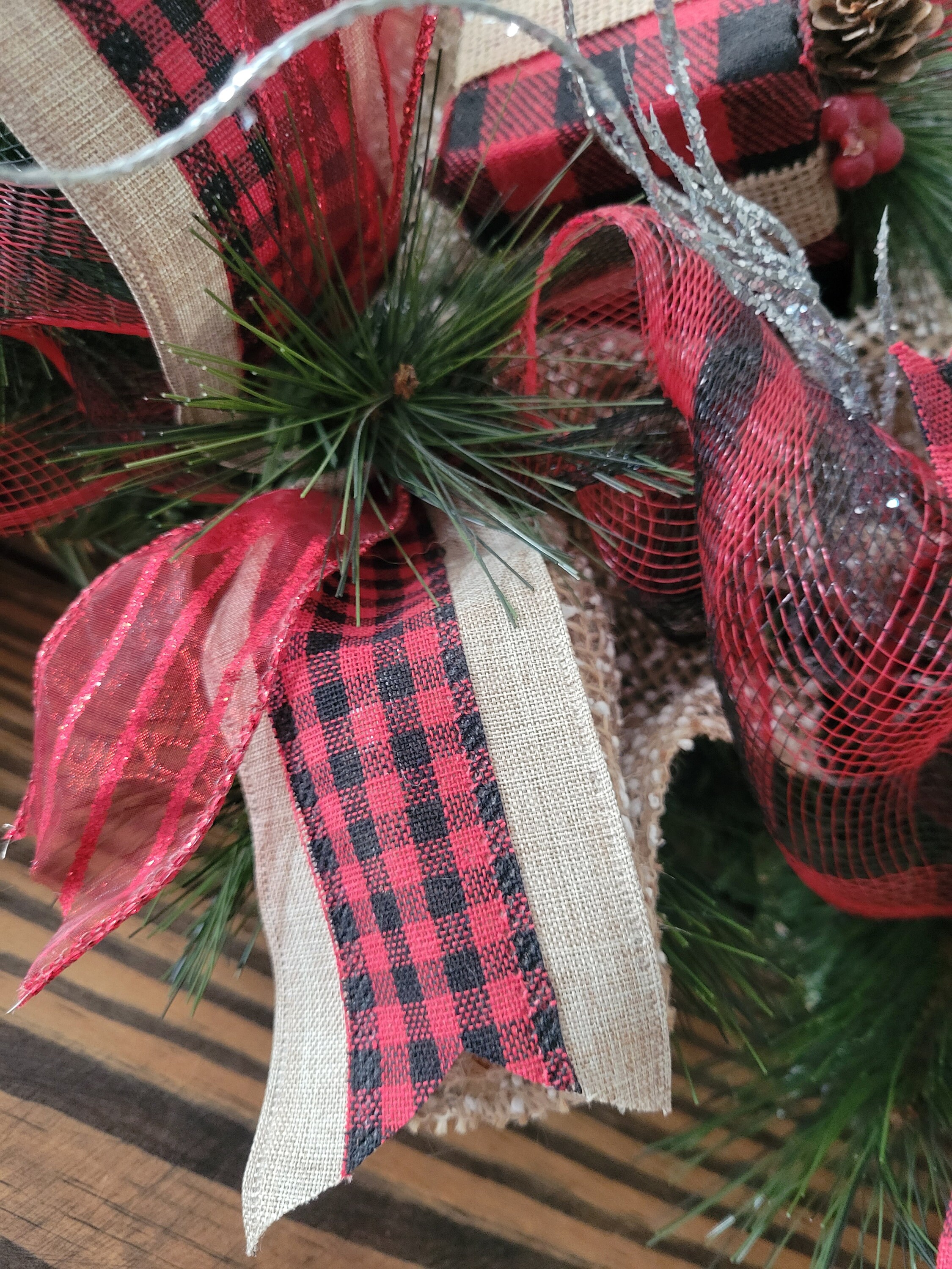 Red and Black Buffalo Check CENTERPIECE, Holiday Mantle, Christmas ...