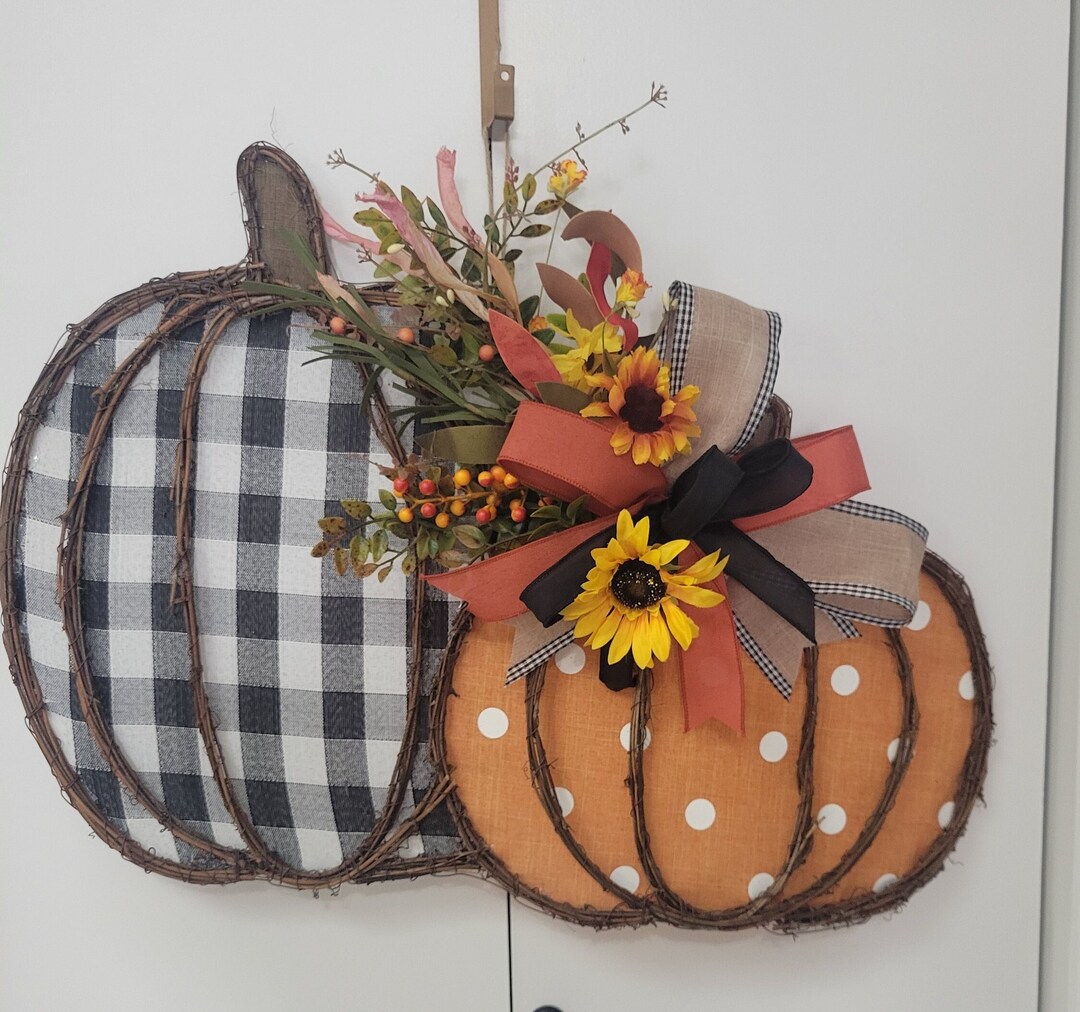 Rustic Double Pumpkin Door Hanger, Fall Decor - Etsy