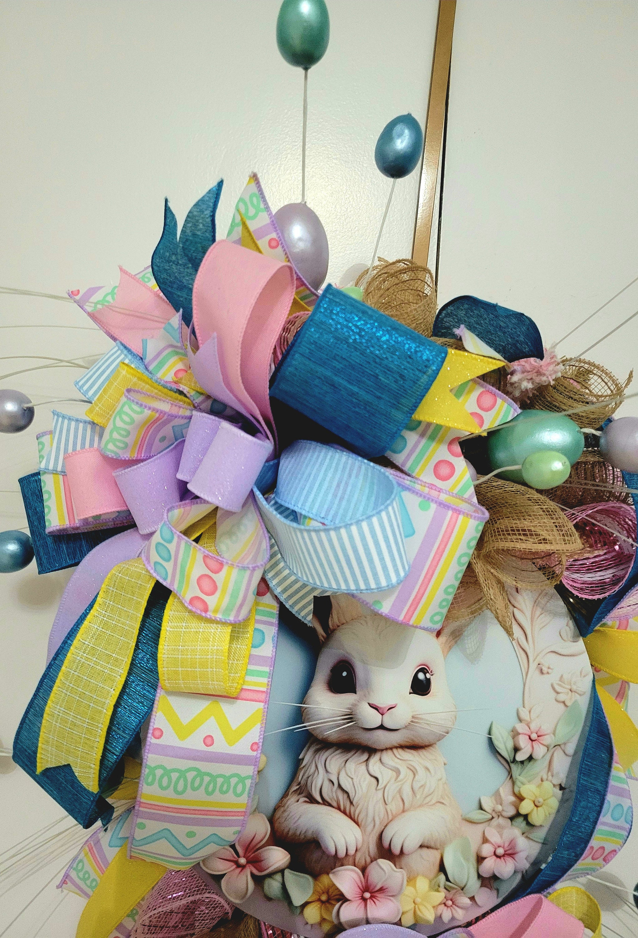 Easter Swag for Door, Easter Doorhanger, Bunny Swag, Bunny Doorhanger ...