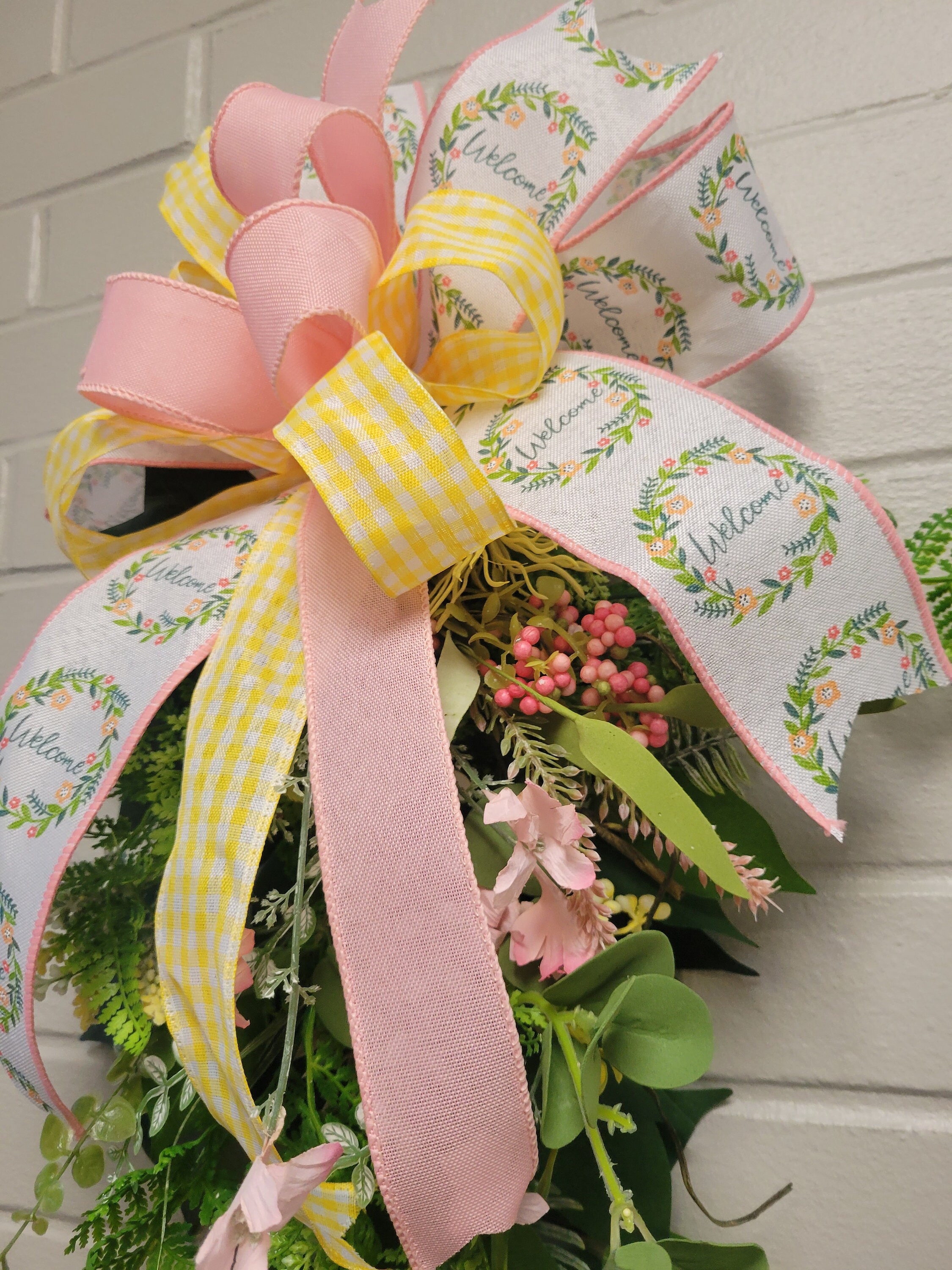 Pink and Yellow Swag for Door, Spring Tablepiece, Minimalist Decor ...