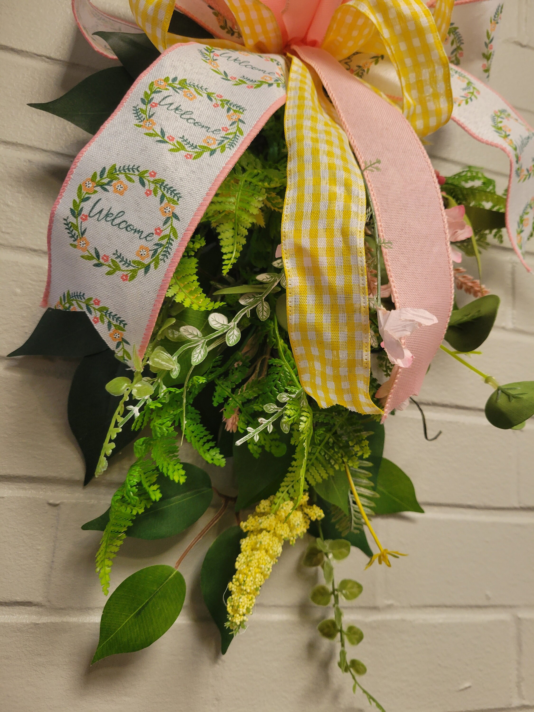 Pink and Yellow Swag for Door, Spring Tablepiece, Minimalist Decor ...