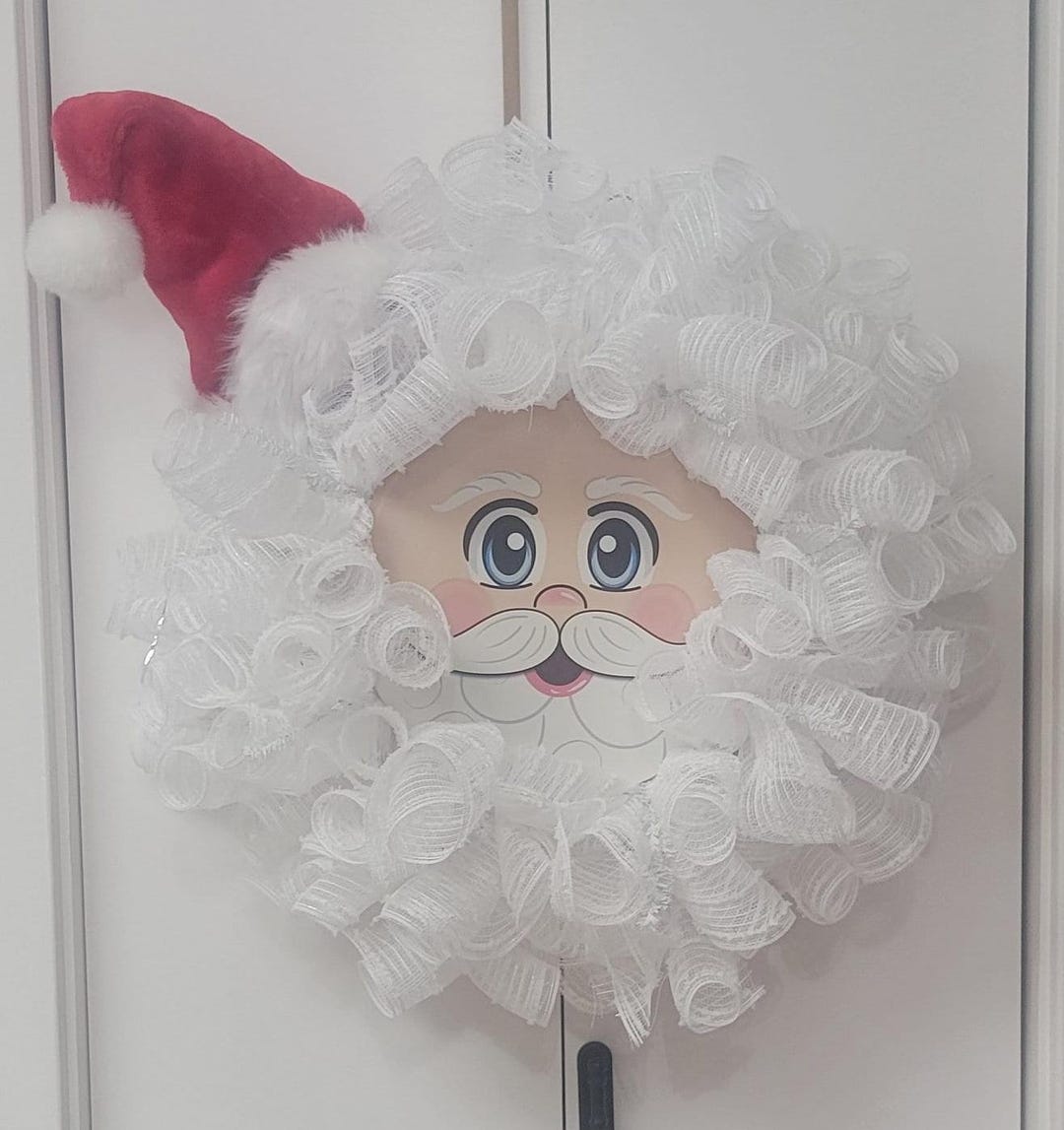 Santa Wreath, Handmade Santa Face Wreath for Door, Santa Wreath for ...