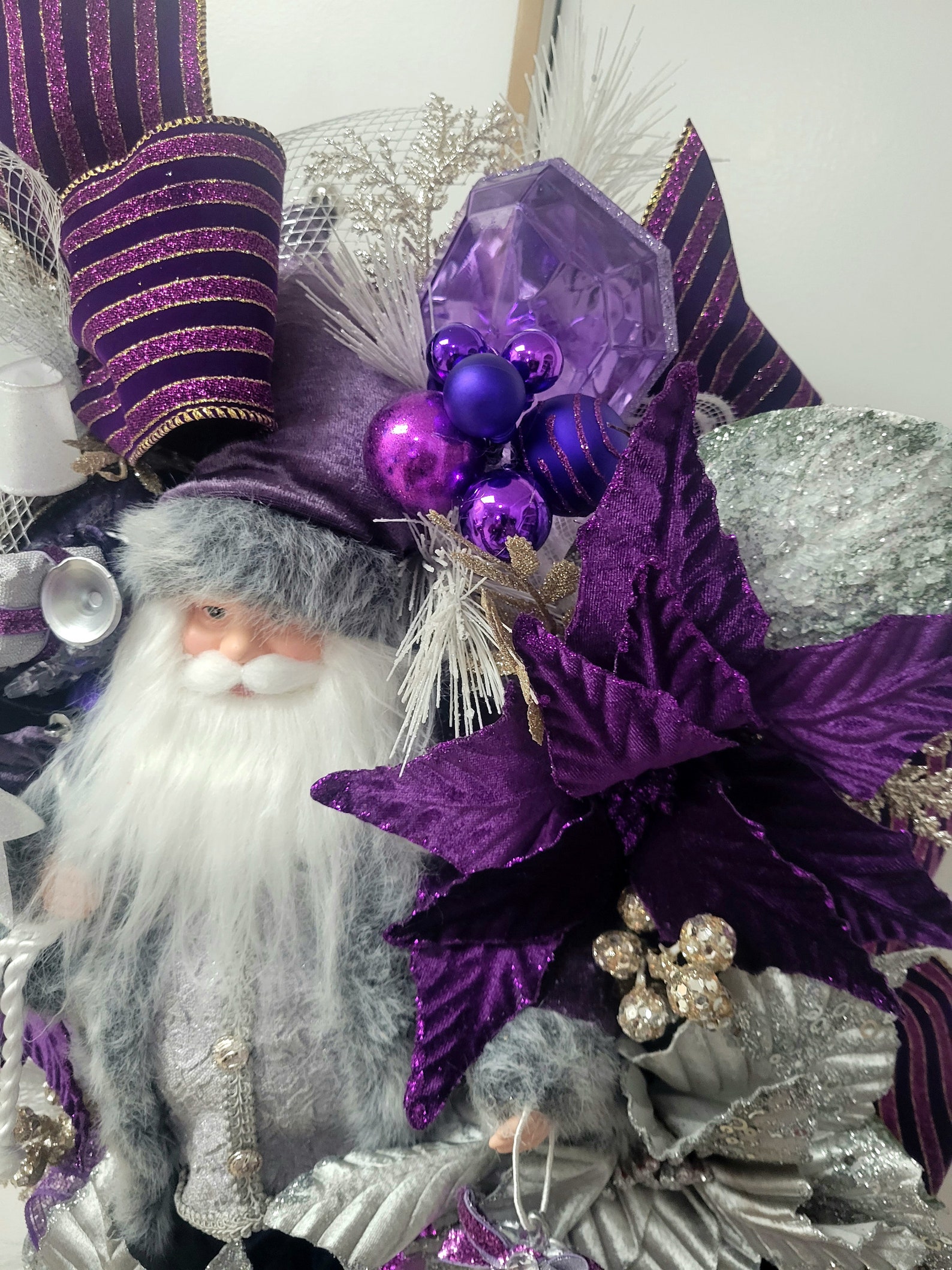 Purple Santa Extra Large Christmas Swag for Door or Wall, Purple ...
