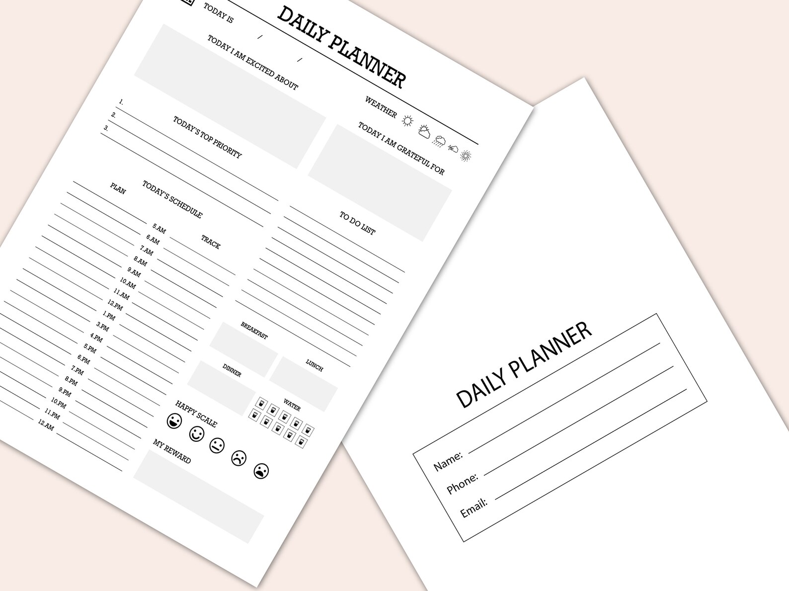 Daily Planner Printable Undated Hourly Planner Daily - Etsy