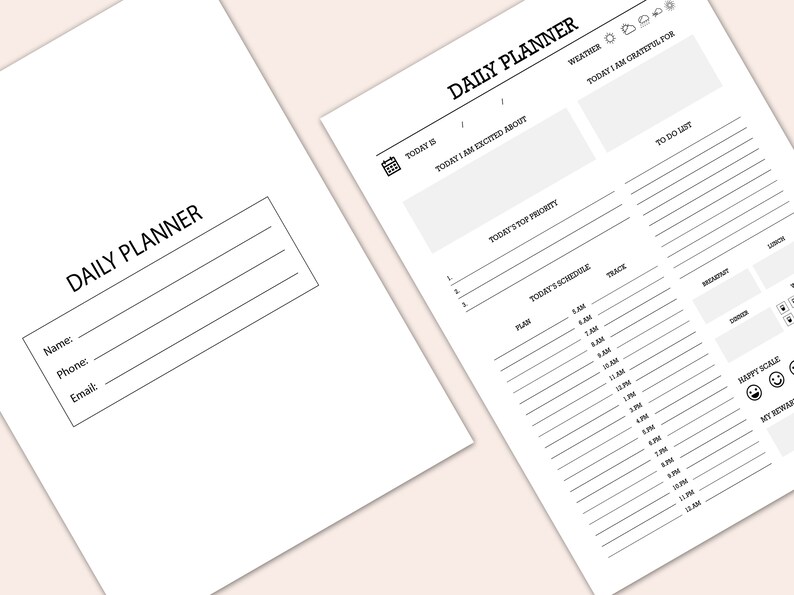Daily Planner Printable Undated Hourly Planner Daily - Etsy