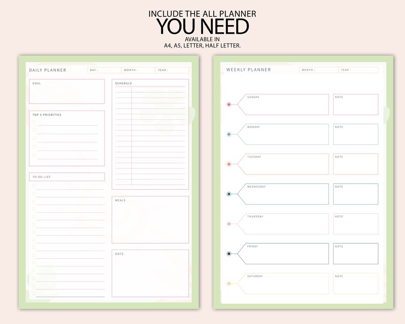 Daily Planner Printable Undated Hourly Planner Daily - Etsy
