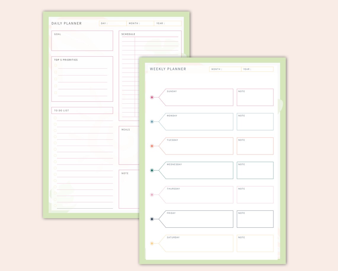 Daily Planner Printable Undated Hourly Planner Daily - Etsy