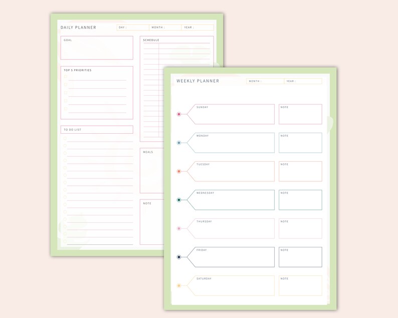 Daily Planner Printable Undated Hourly Planner Daily - Etsy
