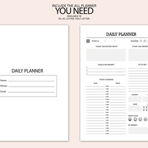Daily Planner Printable Undated Hourly Planner Daily - Etsy