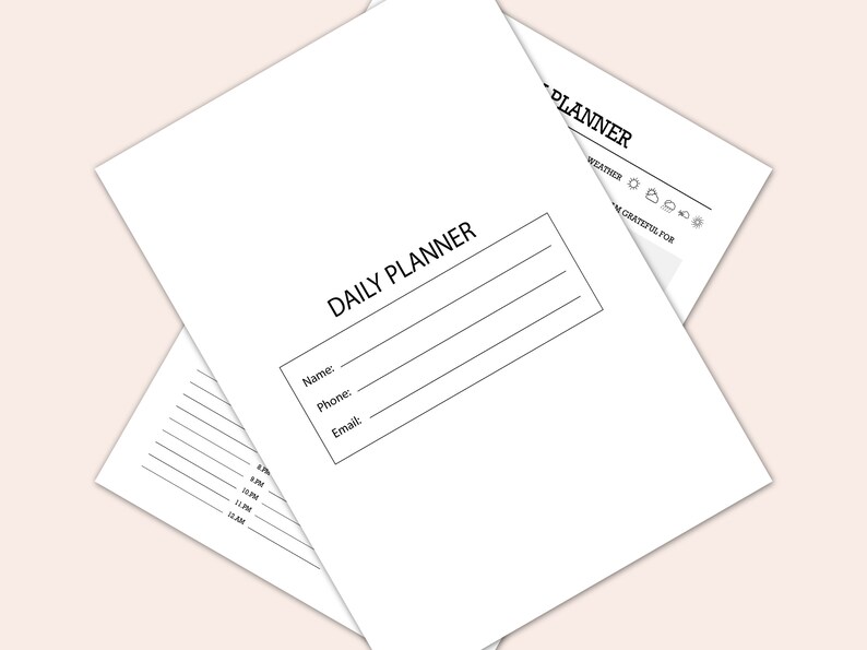 Daily Planner Printable Undated Hourly Planner Daily - Etsy