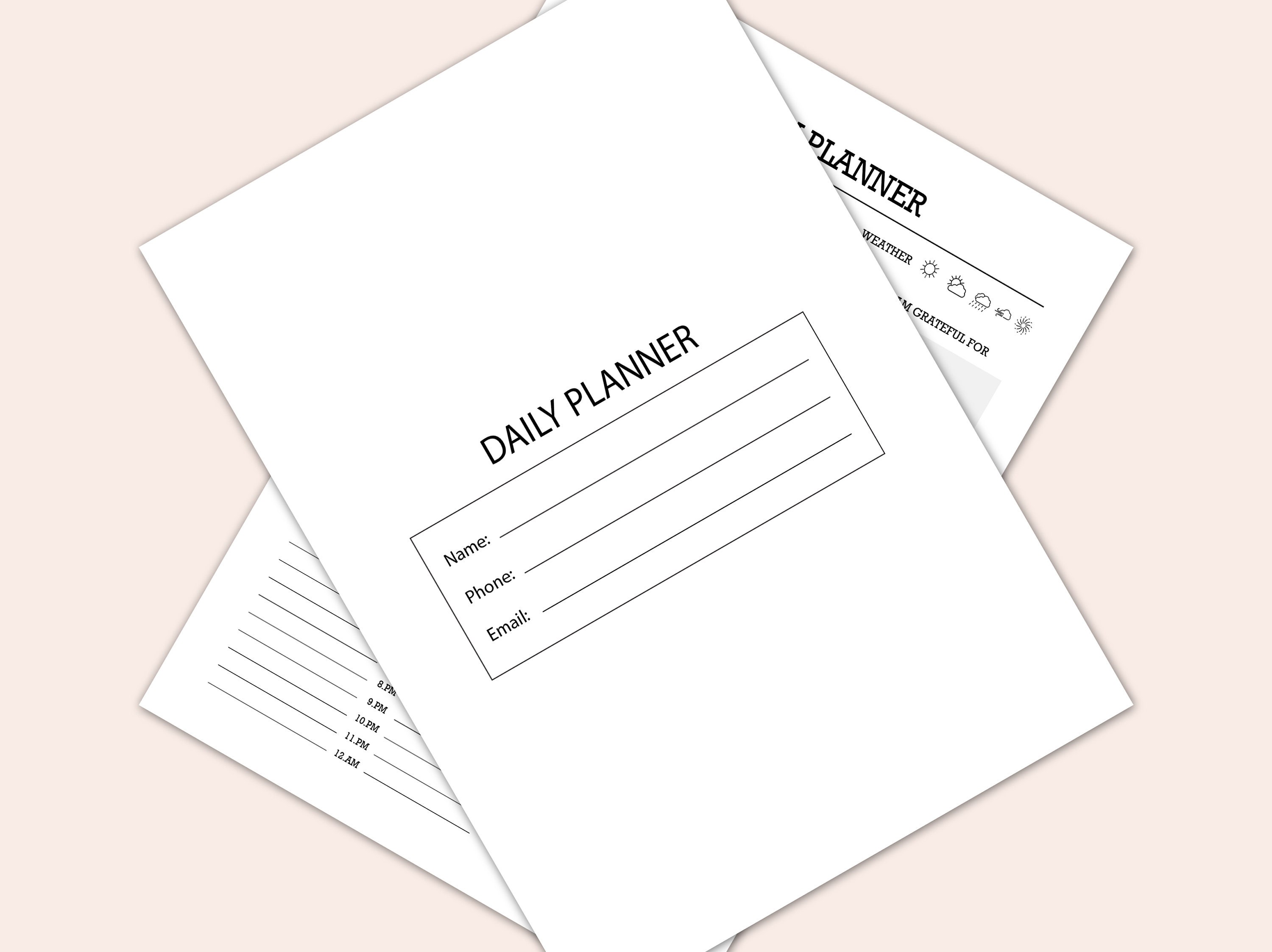 Daily Planner Printable Undated Hourly Planner Daily - Etsy