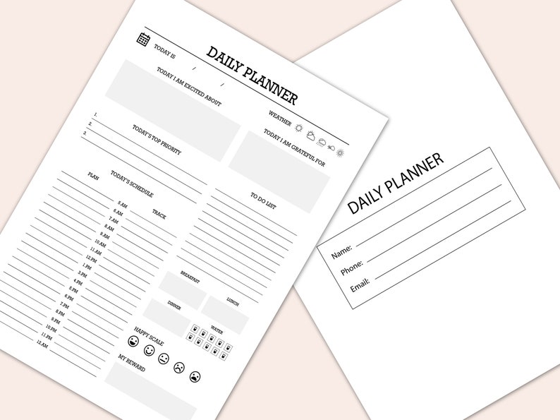 Daily Planner Printable Undated Hourly Planner Daily - Etsy