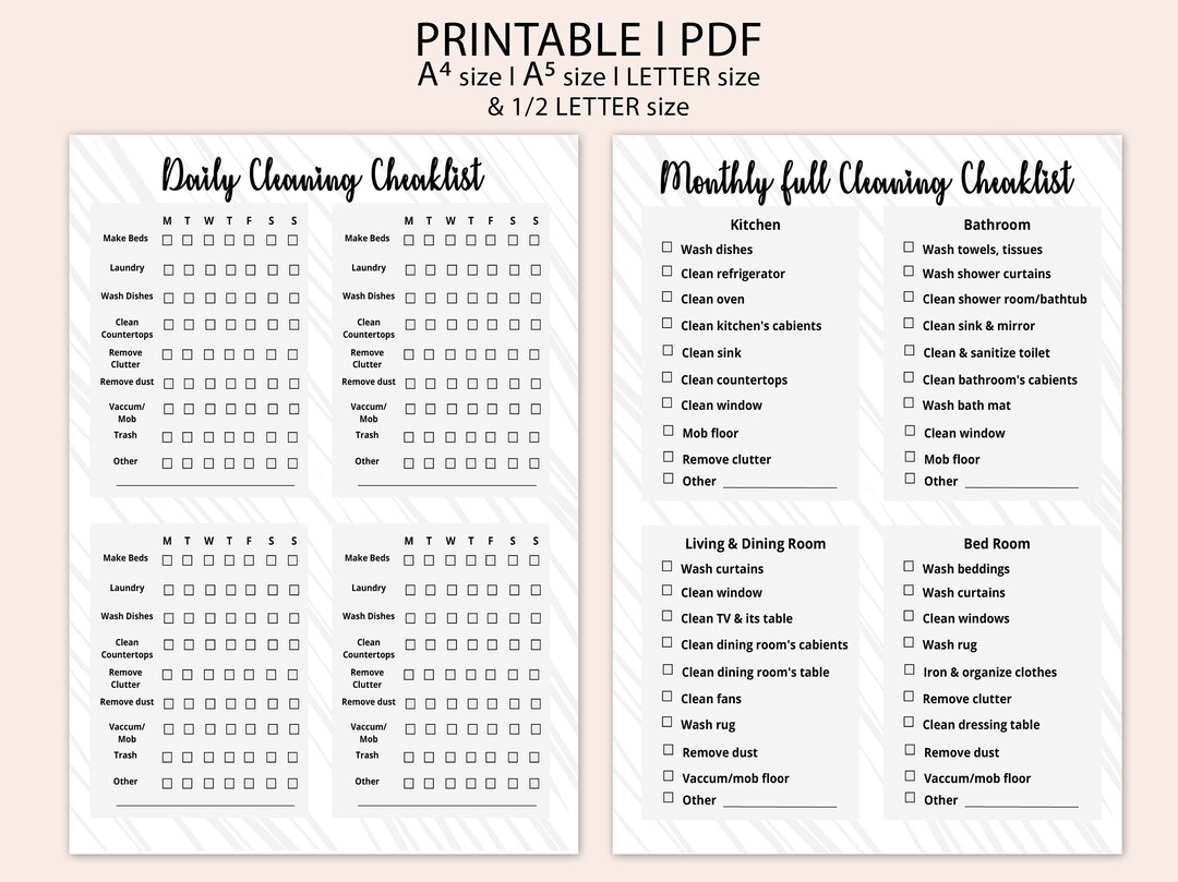 Cleaning Schedule Printable, Cleaning Checklist, Cleaning Printable ...